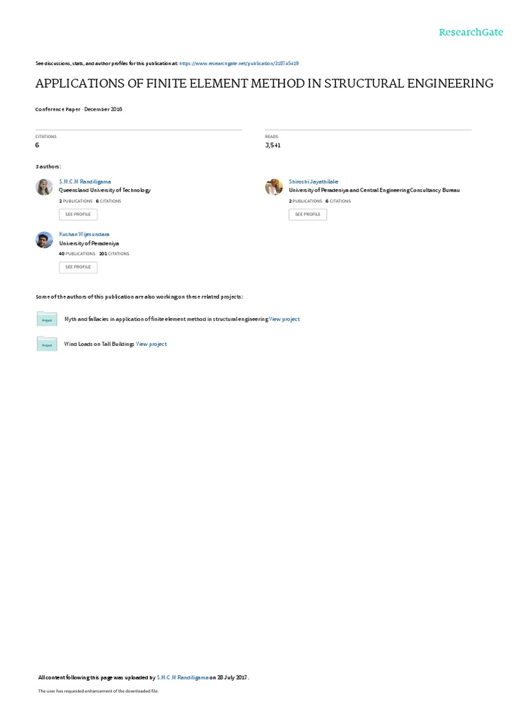 Applications of Finite Element Method in Structural Engineering | PDF ...