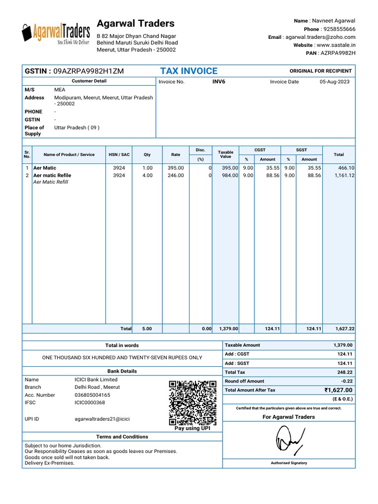 Invoice Inv6 Mea | PDF