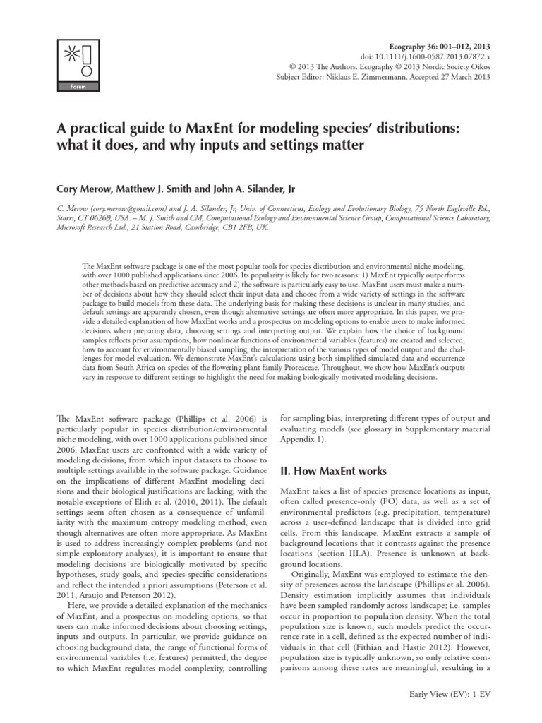 A Practical Guide To MaxEnt | PDF | Dependent And Independent Variables | Machine Learning