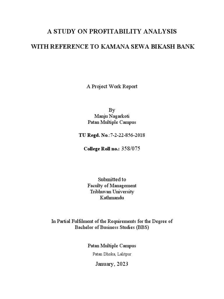Profitability Analysis KSBB (Mnju Nagarkoti) | PDF | Banks | Stocks