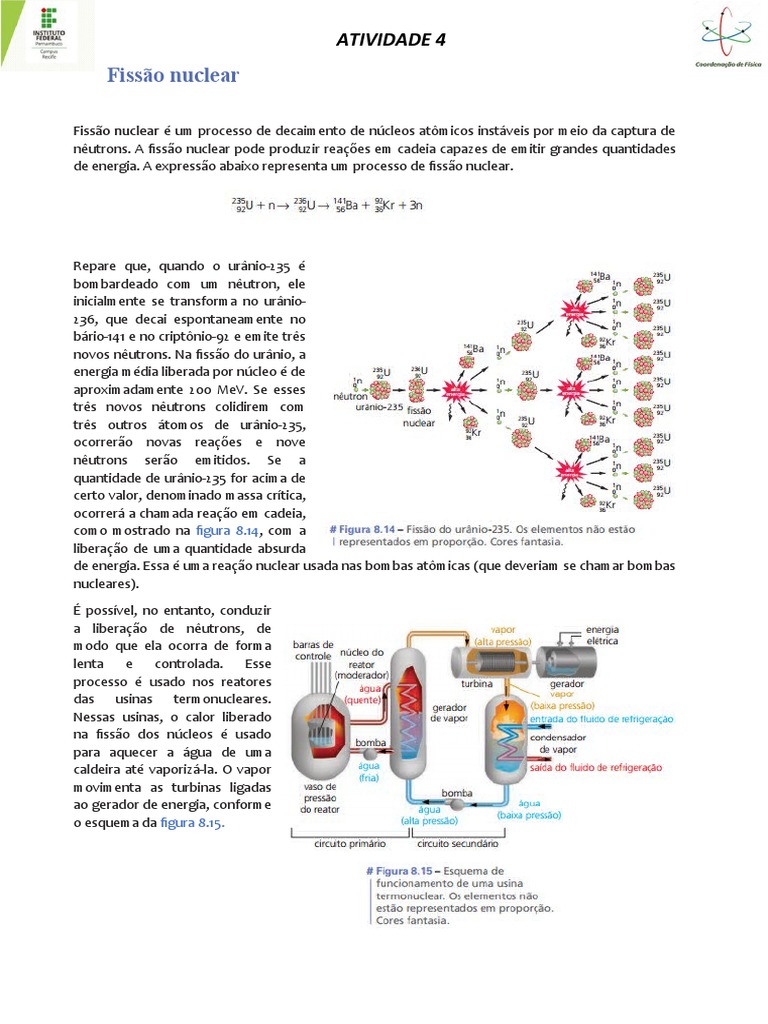Atividade 4 - Fissão | PDF | Fissão nuclear | Potência nuclear