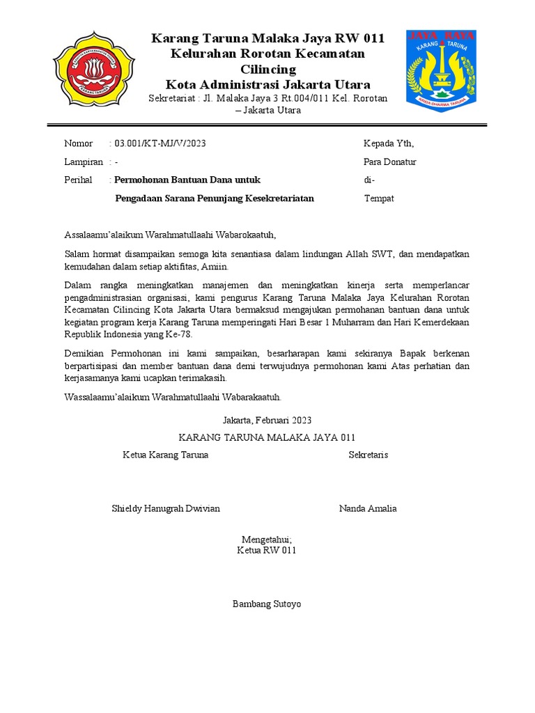 Surat Lampiran Proposal Pdf