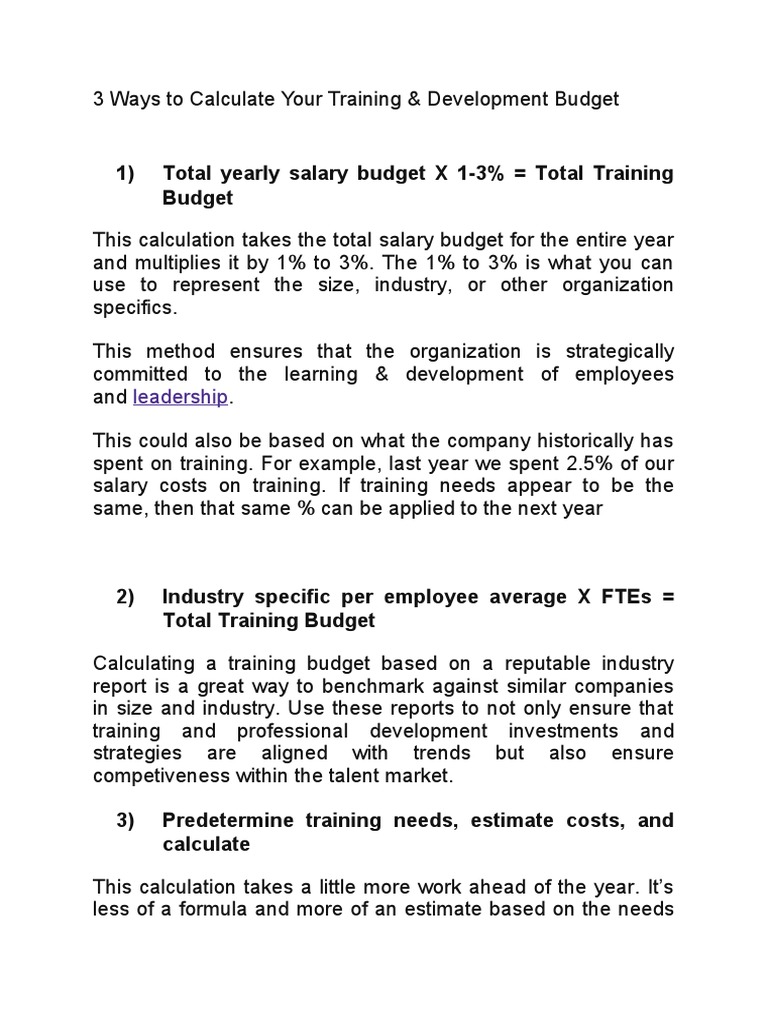 3 Ways To Calculate Your Training | PDF | Salary | Business Economics 3 Ways To Calculate Your Training | PDF | Salary | Business Economics