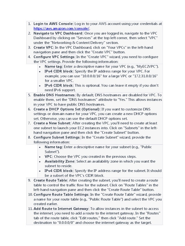 Steps To Create A VPC | PDF | Domain Name System | Ip Address
