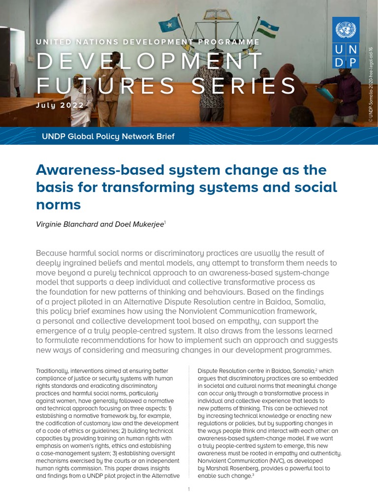 UNDP DFS Awareness Based System Change As The Basis For Transforming Systems and Social Norms ...