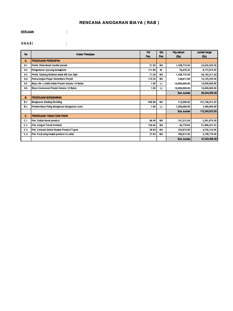 Contoh RAB | PDF | Griya & Taman | Sains & Matematika