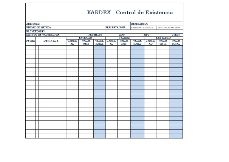 KARDEX Control de Existencia SUSI | PDF