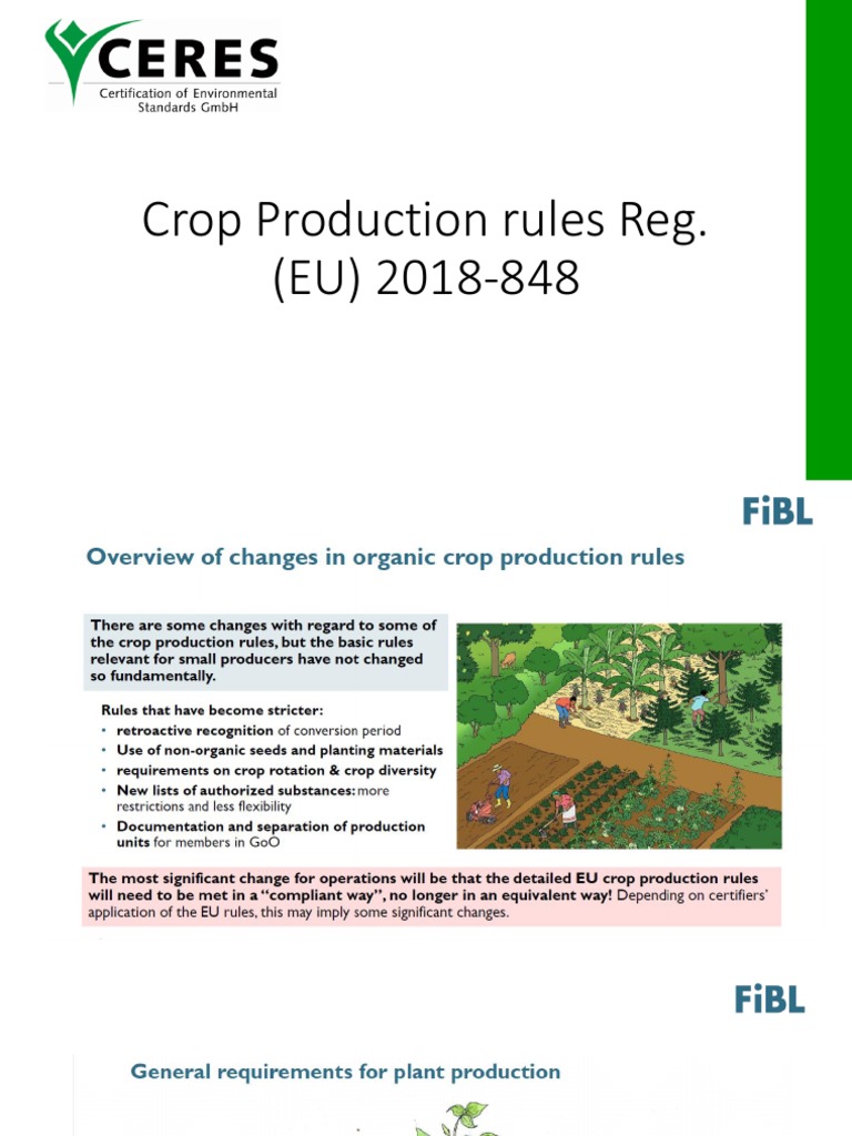 Crop Production rules Reg (EU) 2018-848 | PDF
