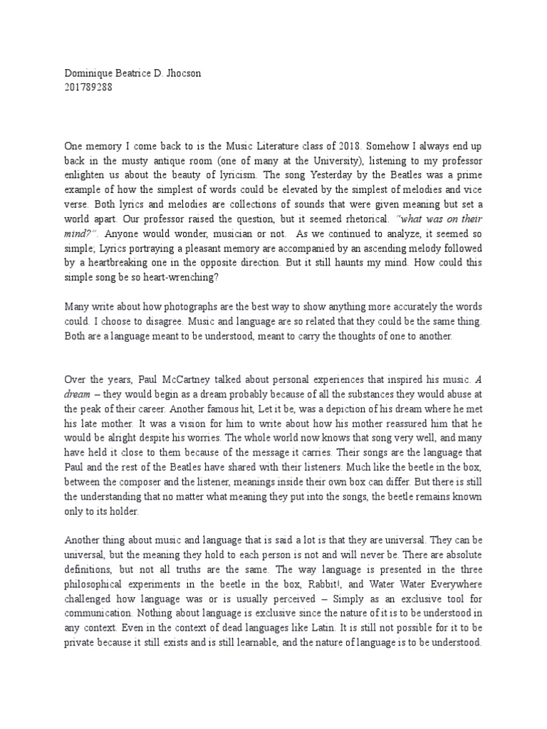 Philo 1 THU 4 - Assessment Essay | PDF | Art