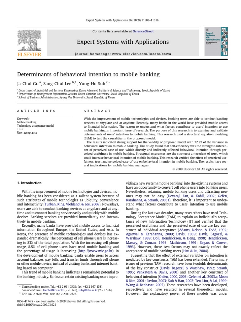 Determinants Of Behavioral Intention To Mobile Banking Pdf Computing