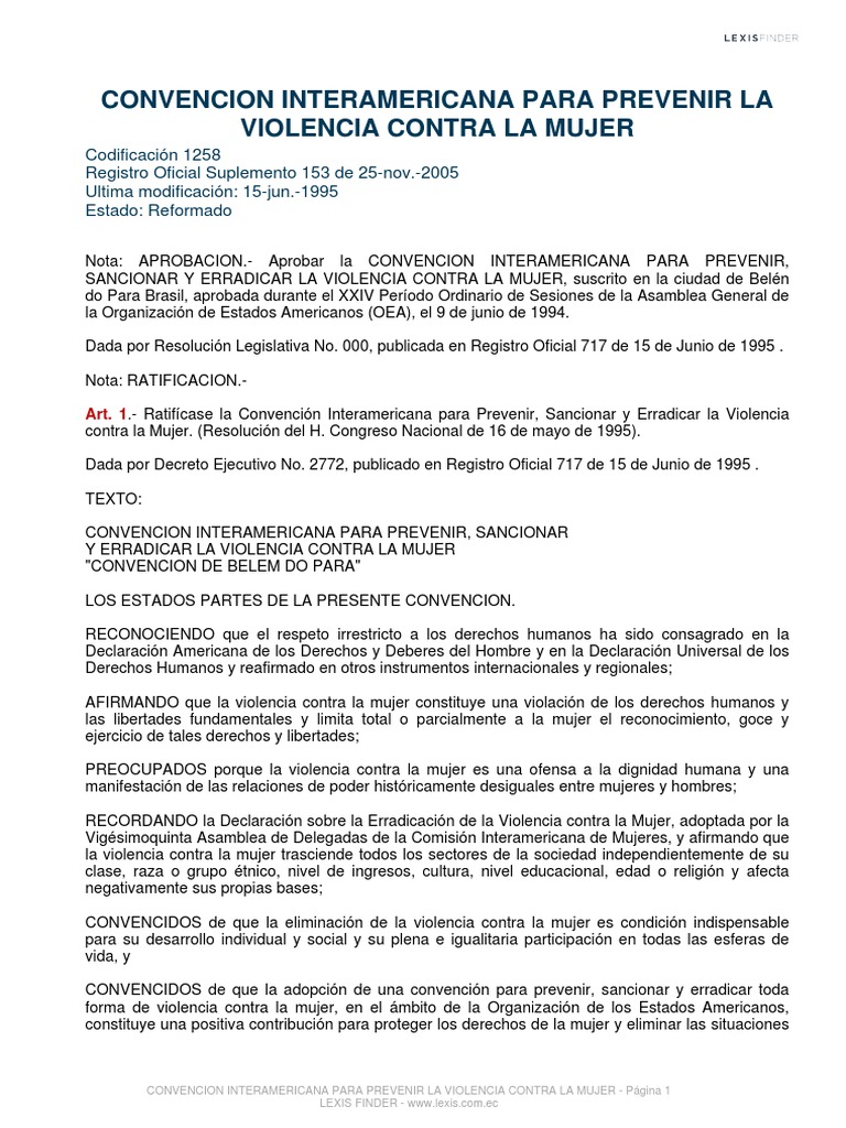 Convencion Interamericana para Prevenir Sancionar y Erradicar La ... Convencion Interamericana para Prevenir Sancionar y Erradicar La ...