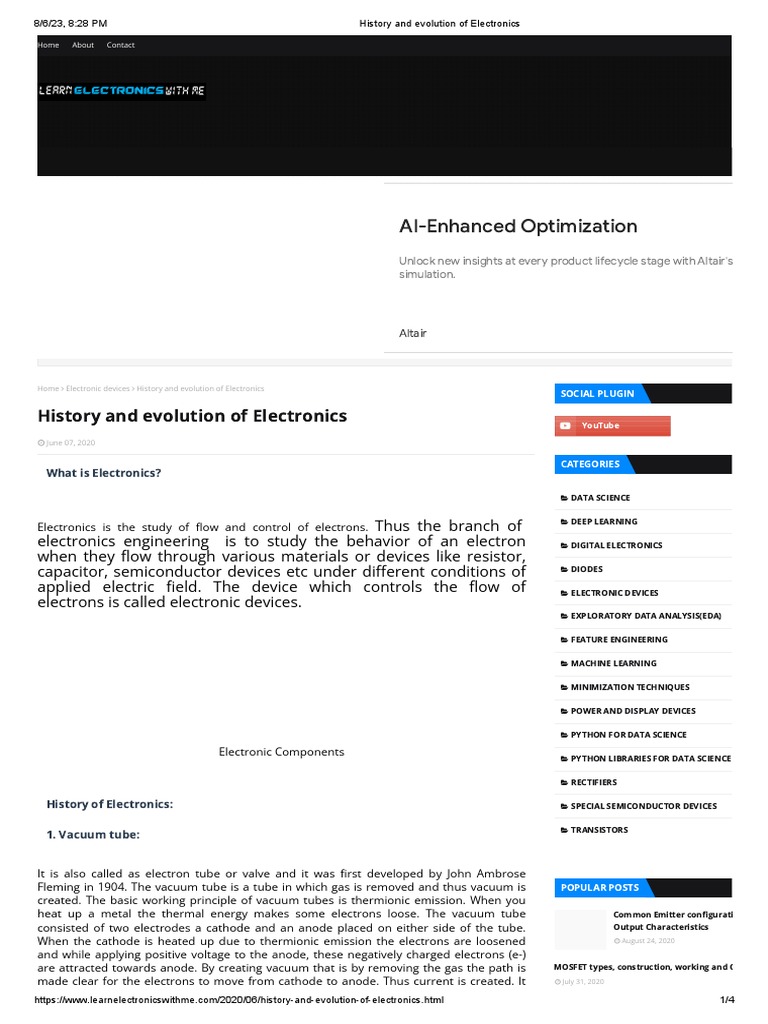 Evolution of Electronics History | PDF | Transistor | Integrated Circuit
