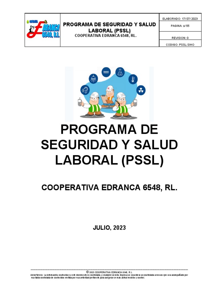 Programa Seguridad y Salud Laboral | PDF | Seguridad y salud ocupacional | Derecho laboral