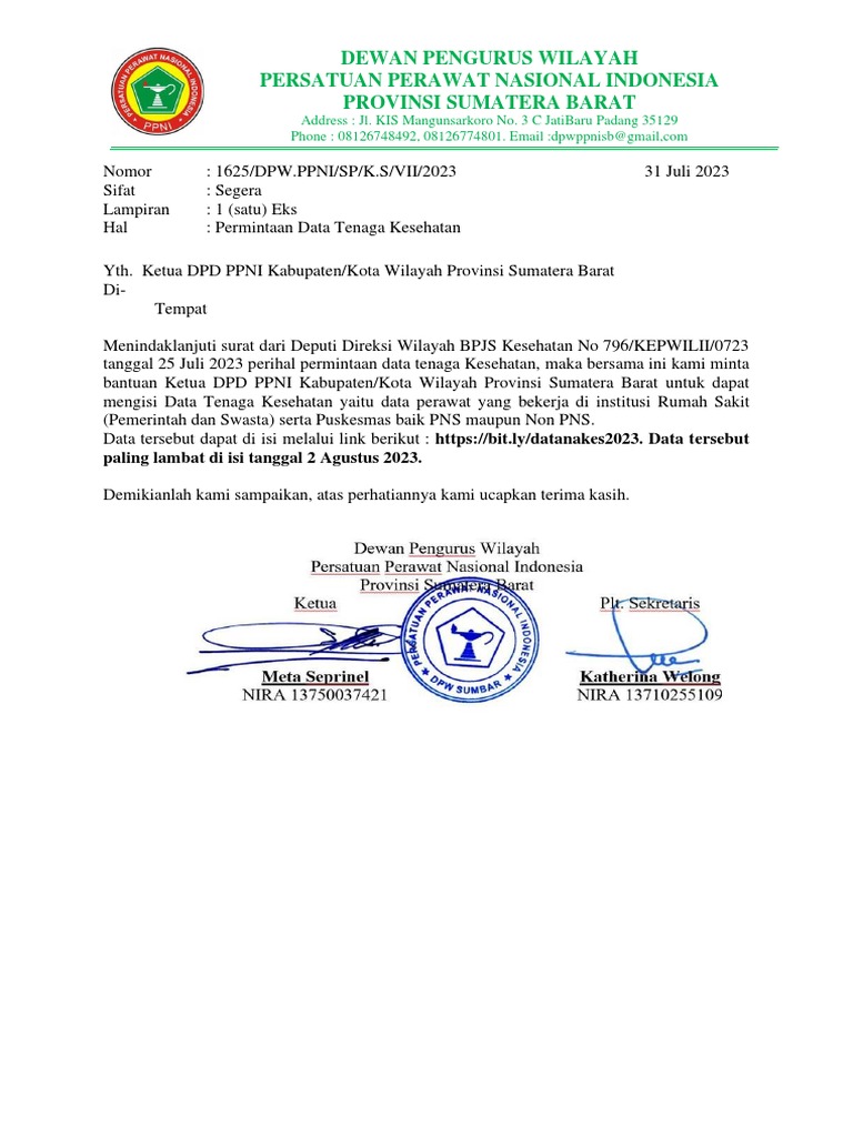 Surat Permintaan Data Bpjs | PDF