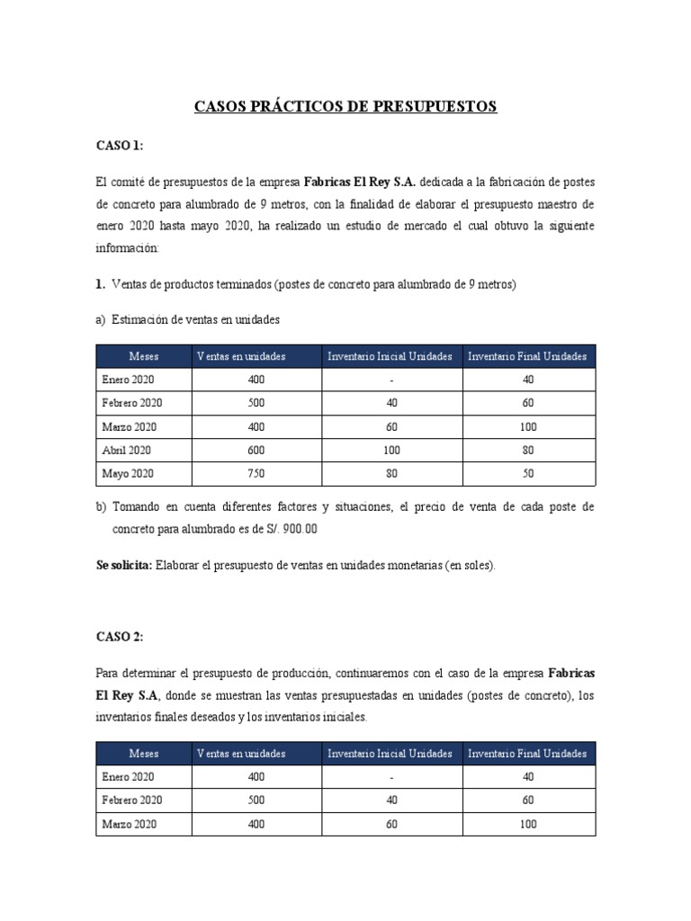 SEMANA 9 CASOS PRACTICOS PRESUPUESTOS Maestro | PDF | Presupuesto | Crédito