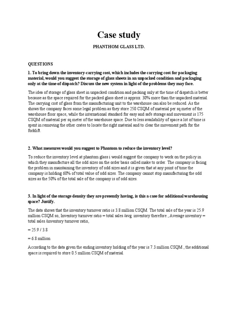 PHANTOM GLASS LTD Case Study | PDF