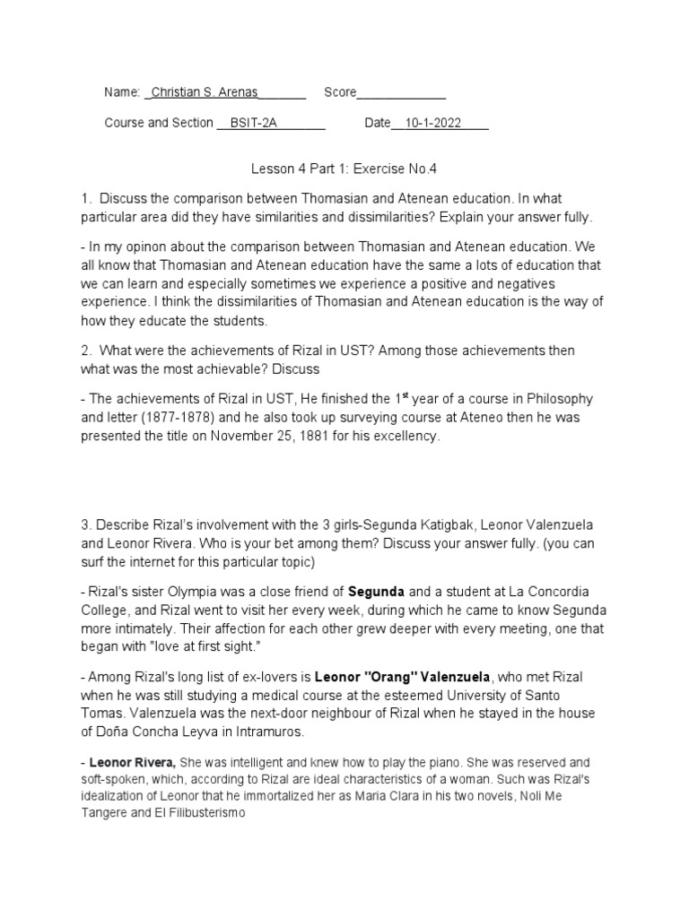 Lesson 4 Part 1 Exercise No 4 | PDF