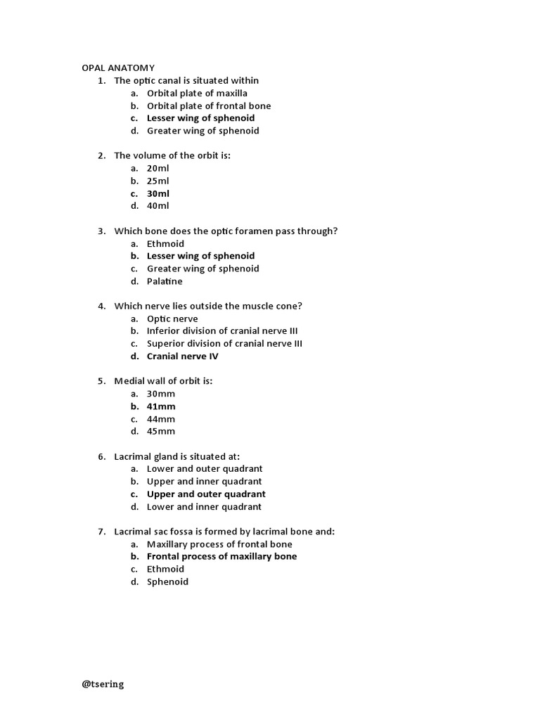 OPAL MCQs & SEQs | PDF | Human Head And Neck | Human Anatomy