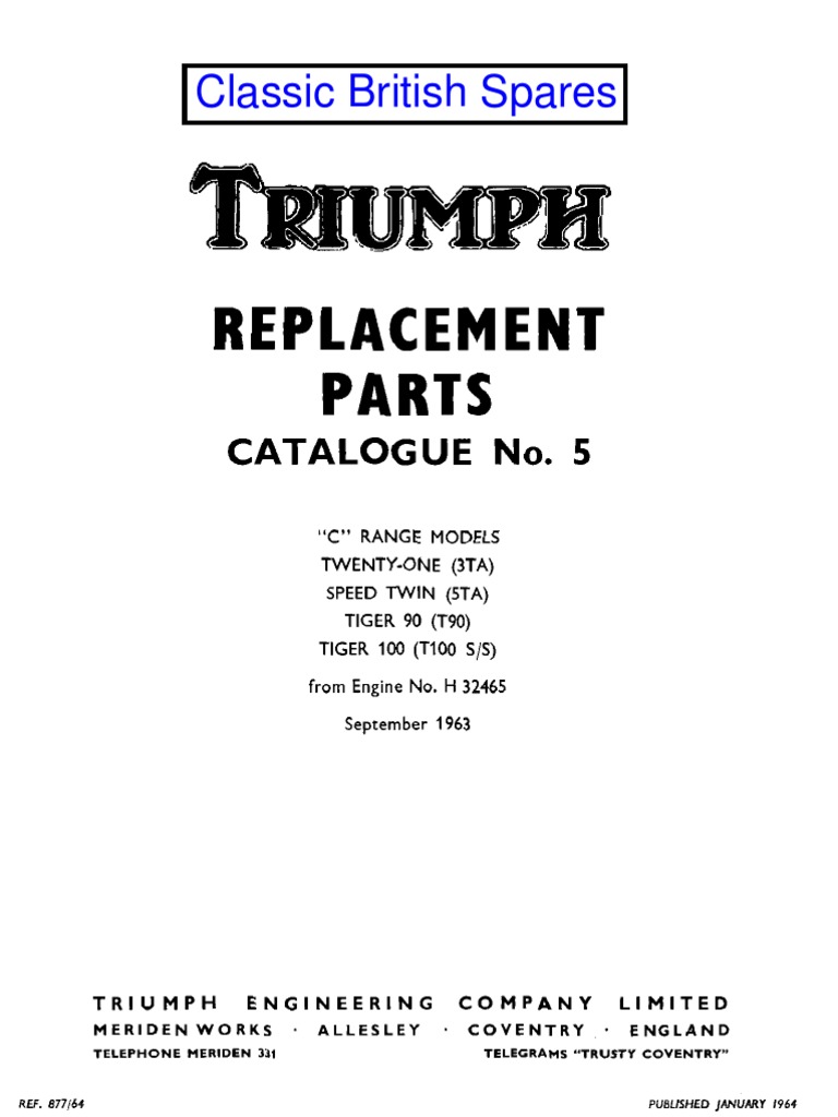 1964 Triumph 350 500 Unit Twins Parts Book EXPORT | PDF | Private Law