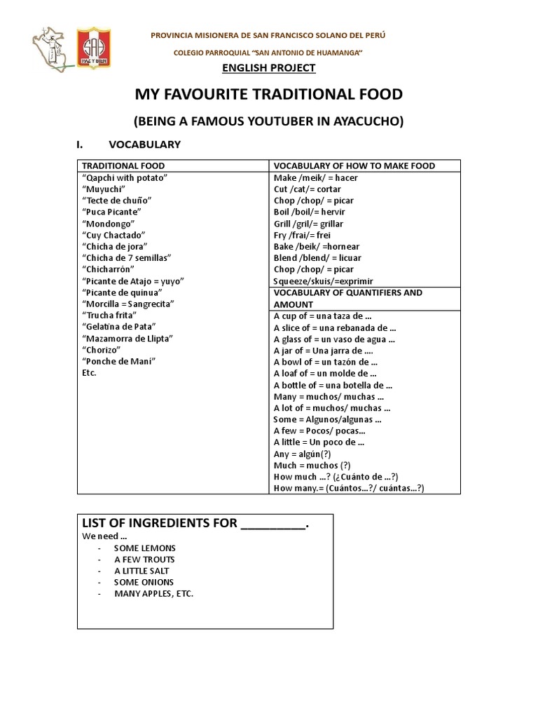 Proyecto de Comida Tradicional | PDF | Alimentos | Cocina de las Americas