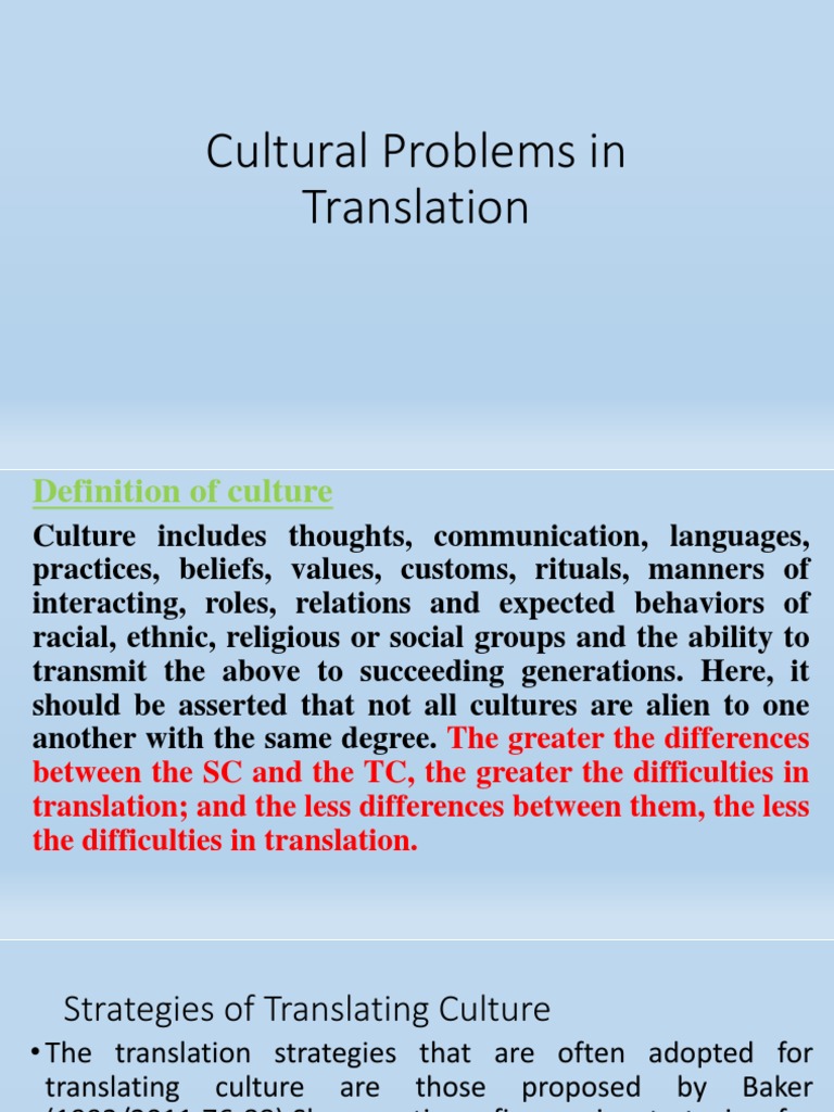Cultural Problems in Translation | PDF | Translations
