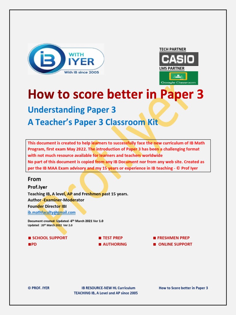 Scoring Strategies for IB Math Paper 3 | PDF | Function (Mathematics ...
