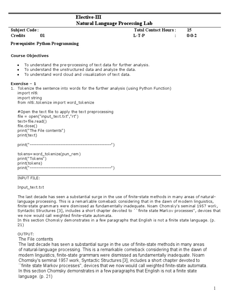 1-NLP - Lab Manual | PDF | Syntax | Noam Chomsky