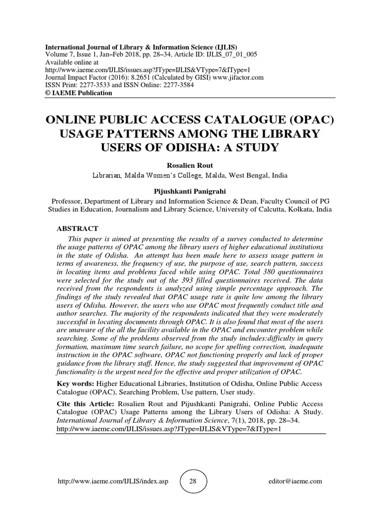Online Public Access Catalogue Opac Usag | PDF | Libraries | Sampling ...