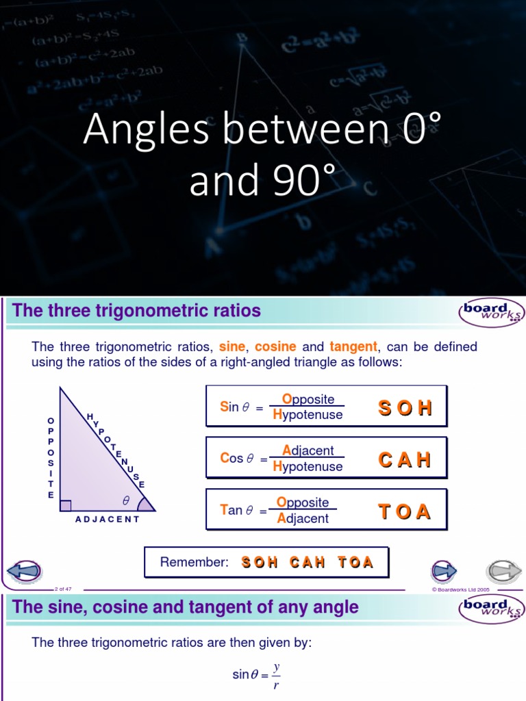 Angles Between 0° and 90° | PDF | Trigonometric Functions | Triangle