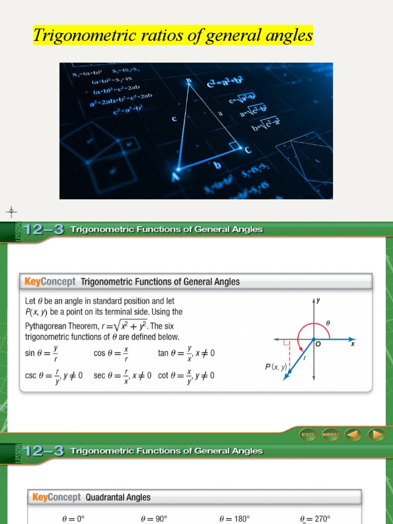 Trigonometric Ratios Of General Angles Pdf