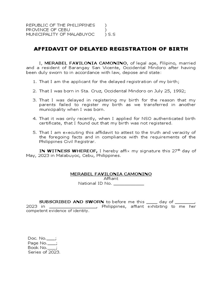 Delayed Registration Of Birth , Late registration of birth certificate ...