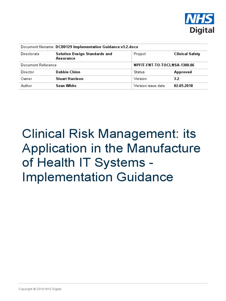 Clinical Risk Management: Its Application in The Manufacture of Health ...