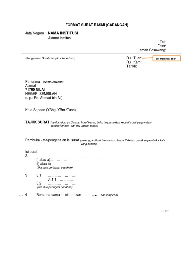 Format Surat Rasmi - Faa2020 | PDF