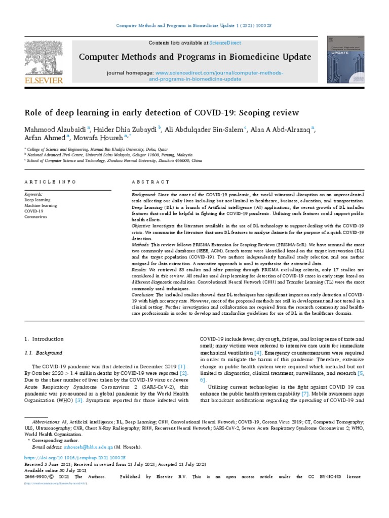 Role of Deep Learning Elsevier | PDF | Deep Learning | Systematic Review