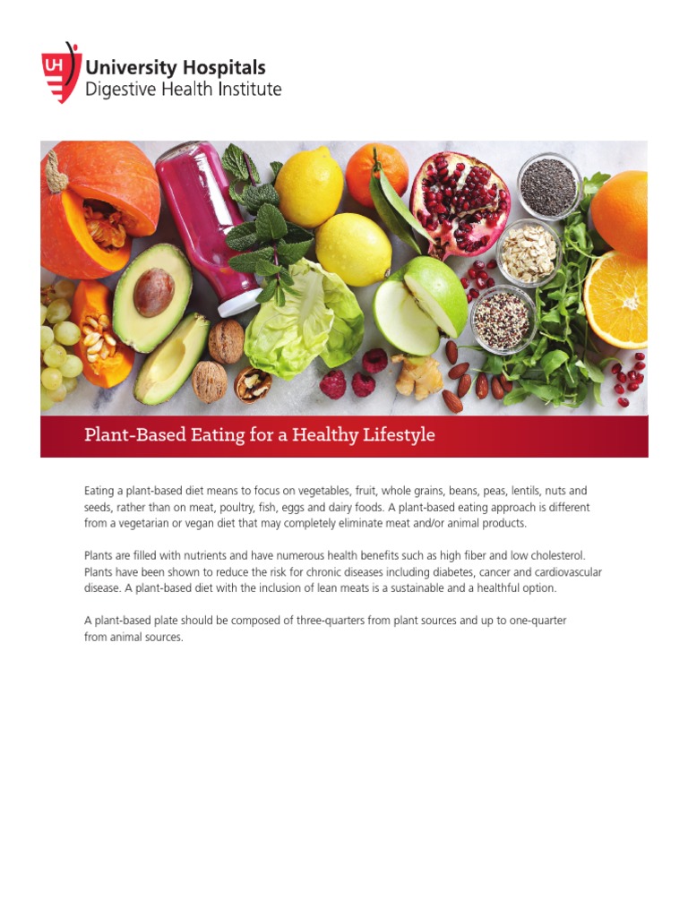 Plant Based Diet Handout Dhi | PDF | Fruit | Vegetables