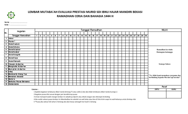 Mutabaah Ramadhan Ibnu Hajar | PDF