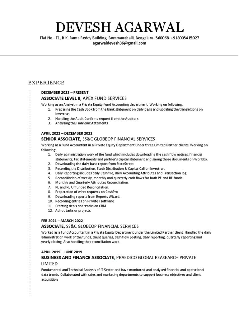 Devesh Agarwal Resume | PDF | Financial Analyst | Business
