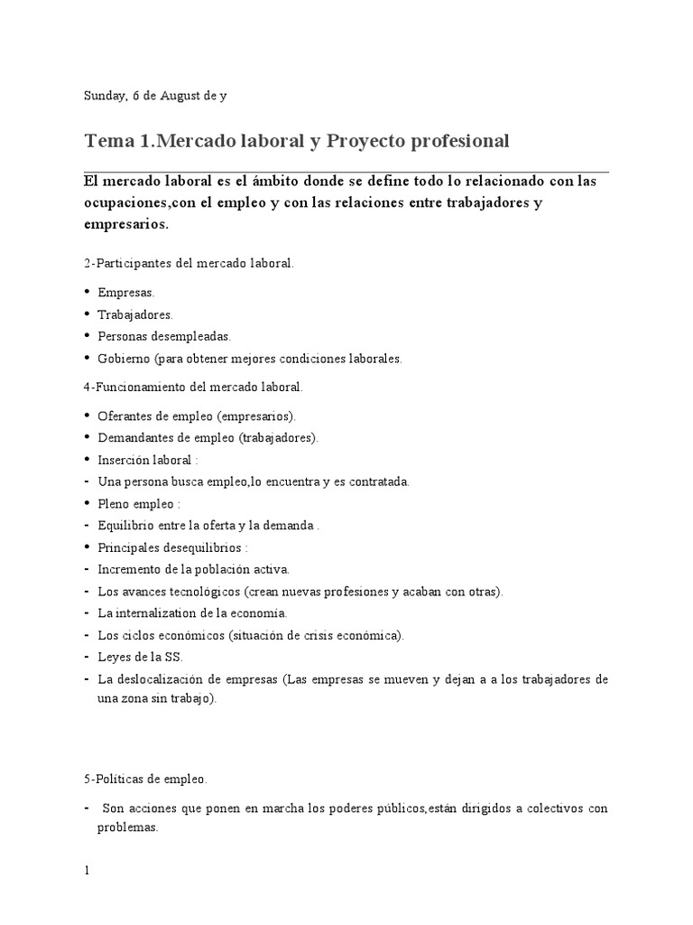Tema 1.FOL | PDF | Economía laboral | Desempleo