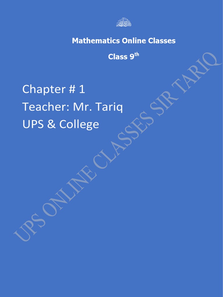 9th-Class-Math-Notes-PDF-Tariq Sb-Chatper-1 | PDF | Matrix (Mathematics ...