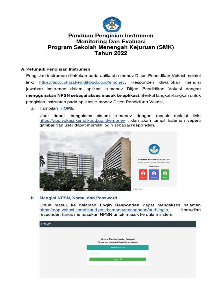 Panduan Pengisian Aplikasi Monev SMK | PDF | Karier & Perkembangan | Komputer