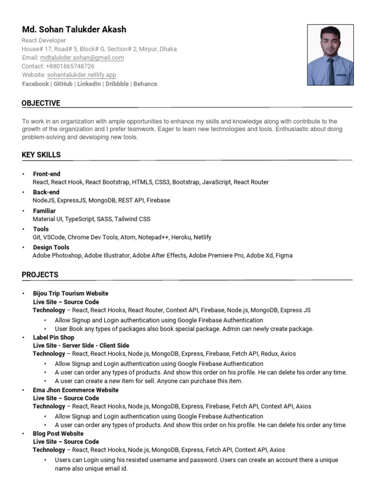 Sohan Talukder CV Frontend Developer | PDF | Computers