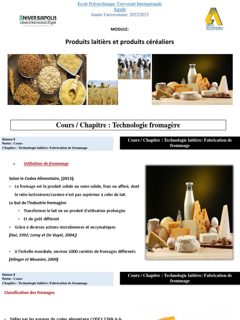 Chapitre 3 Technologie Laitière Fabrication de Fromage | PDF