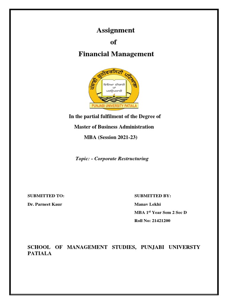 Financial Management Assignment - Manav Lekhi | PDF