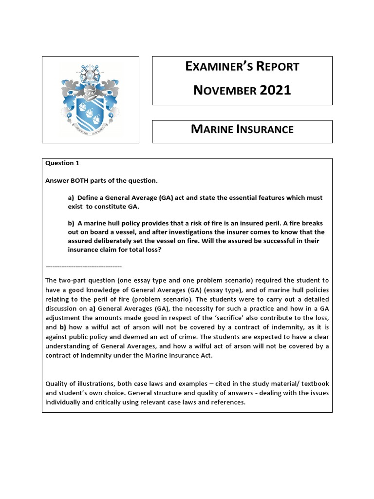 Marine Insurance - Formatted | PDF | Insurance | Proximate Cause