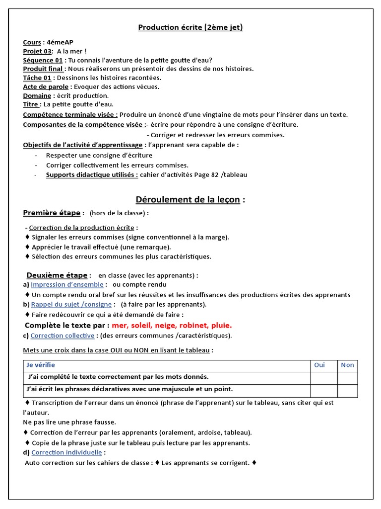 Fiche de Production Écrite (2°jet) | PDF