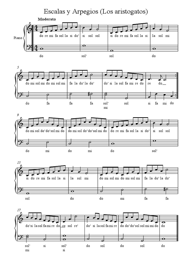 Escalas y Arpegios. Aristogatos | PDF