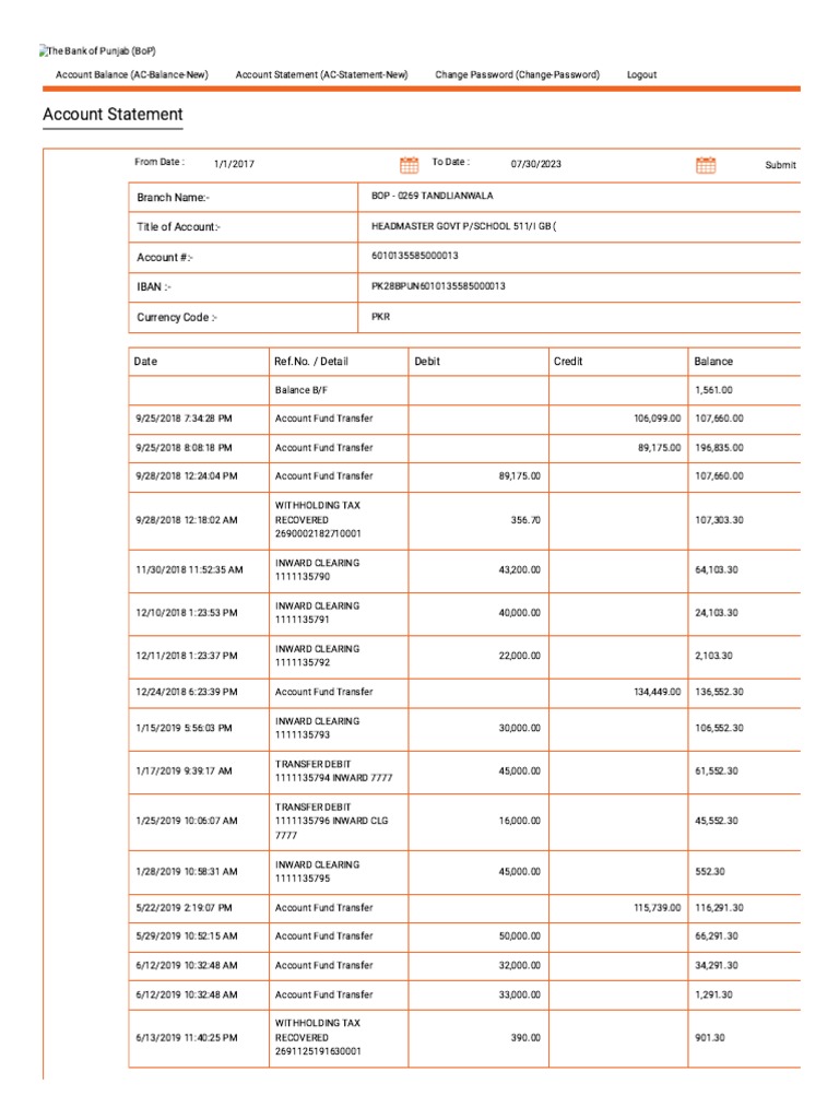 NSB Bank Account Statement GPS 511 GB 1 | PDF | Cheque | Banks