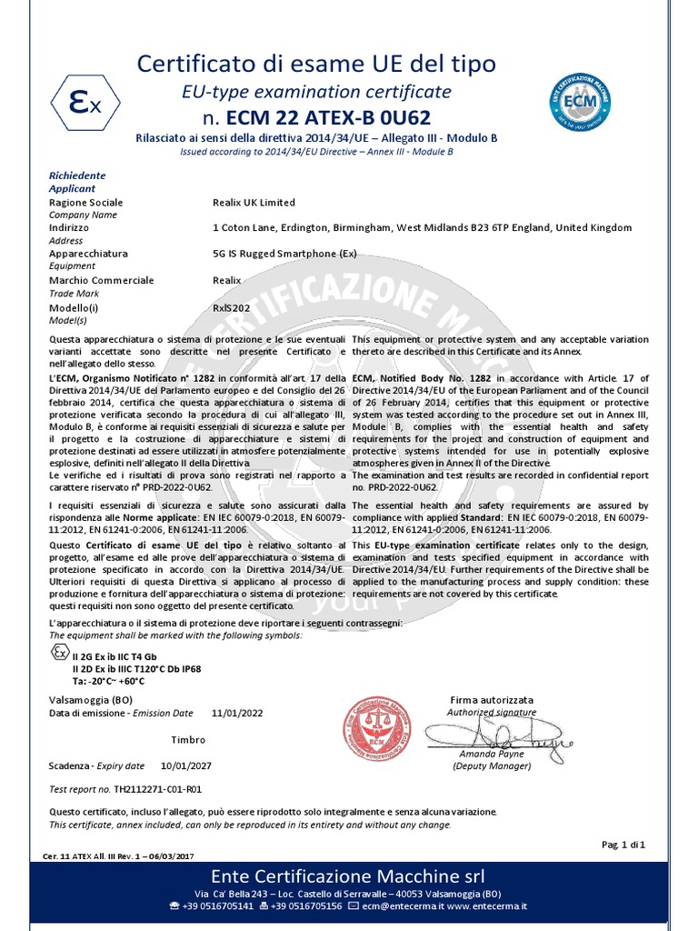 Ecm 22 Atex B 0u62 | PDF