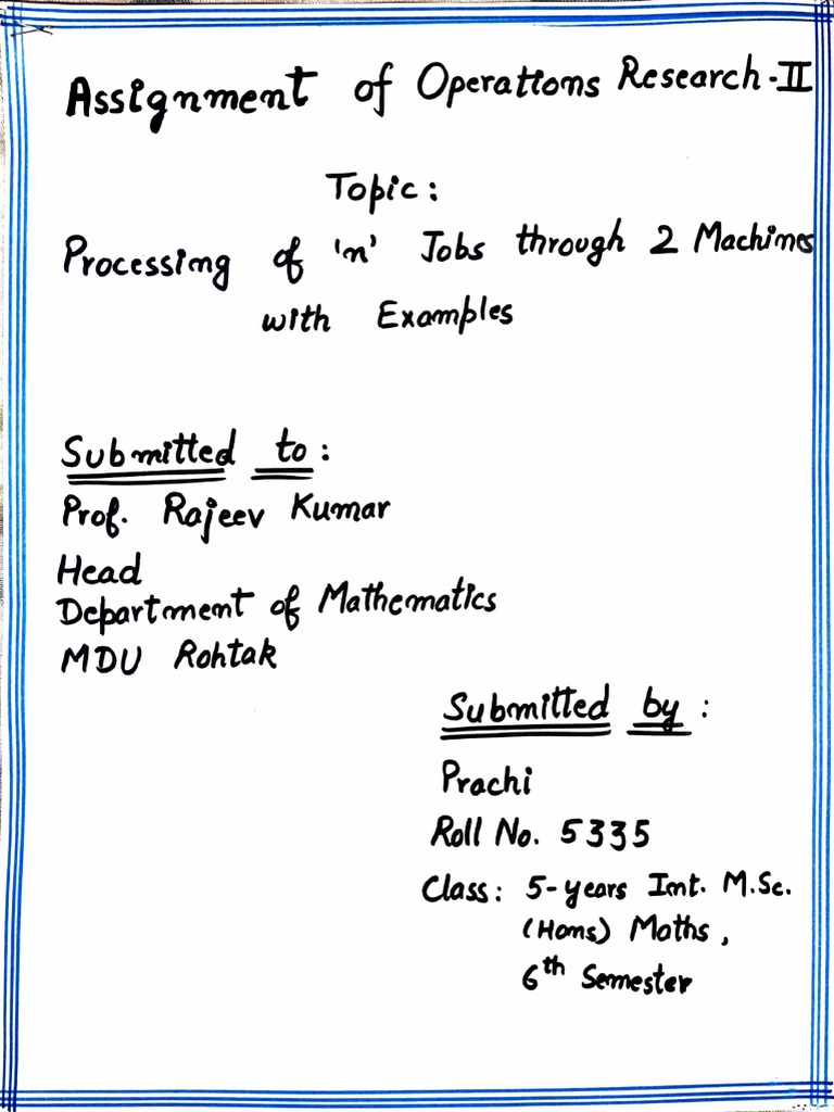 Assignment of Operations Research | PDF