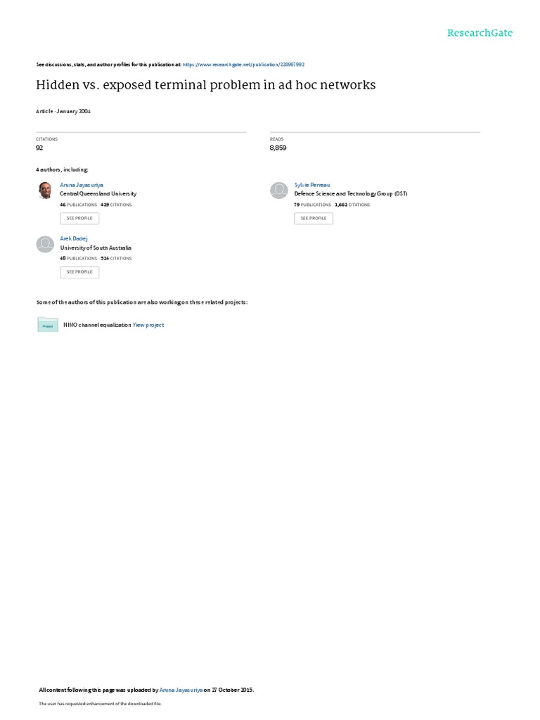 Hidden Vs Exposed Terminal Problem in Ad Hoc Netwo | PDF | Wireless Ad ...